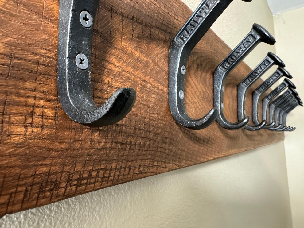 Handcrafted Rustic Farmhouse Wooden Hat Rack - 10 Hooks / 45" Long ...
