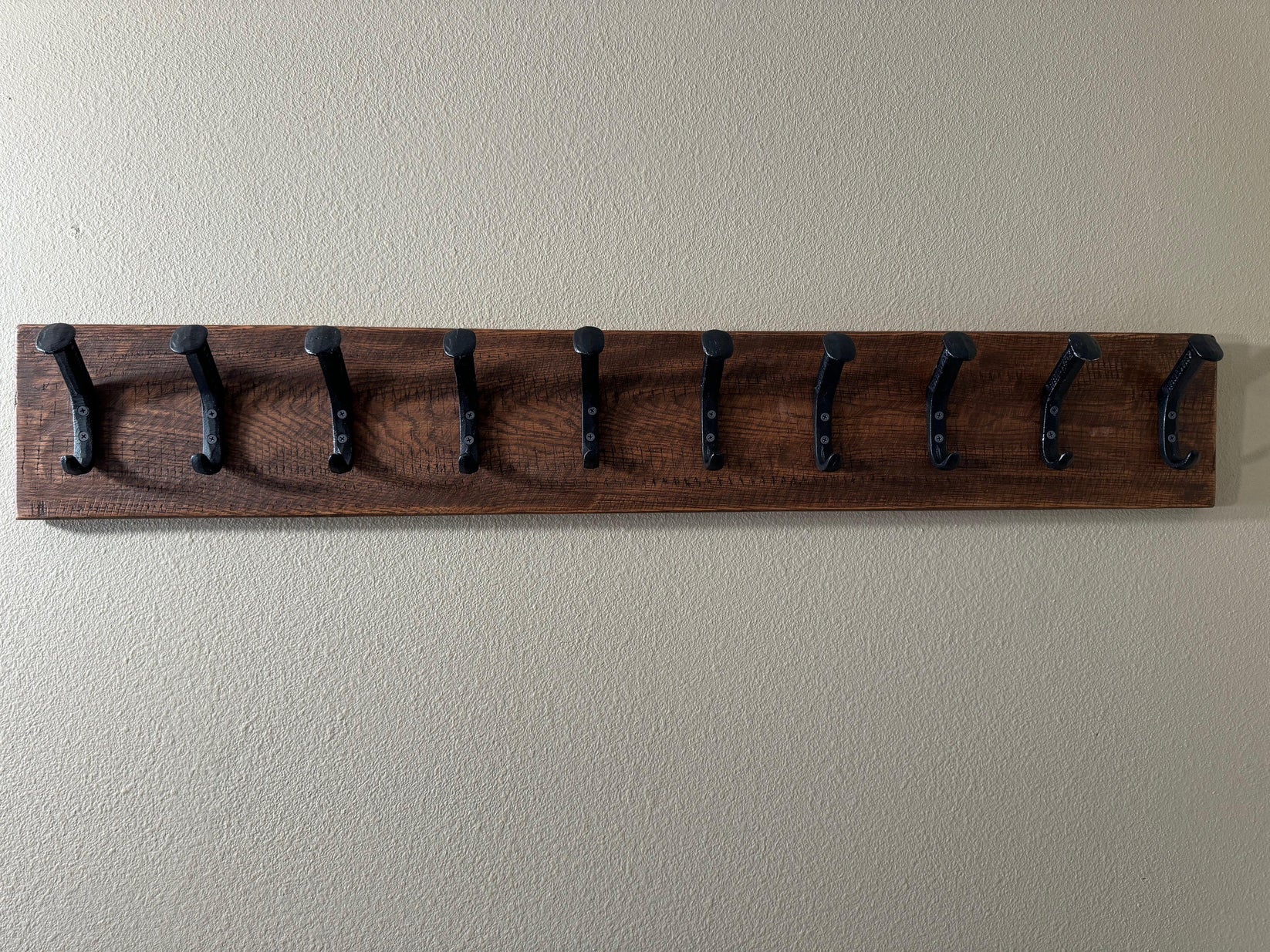 Handcrafted Rustic Farmhouse Wooden Hat Rack - 10 Hooks / 45" Long ...