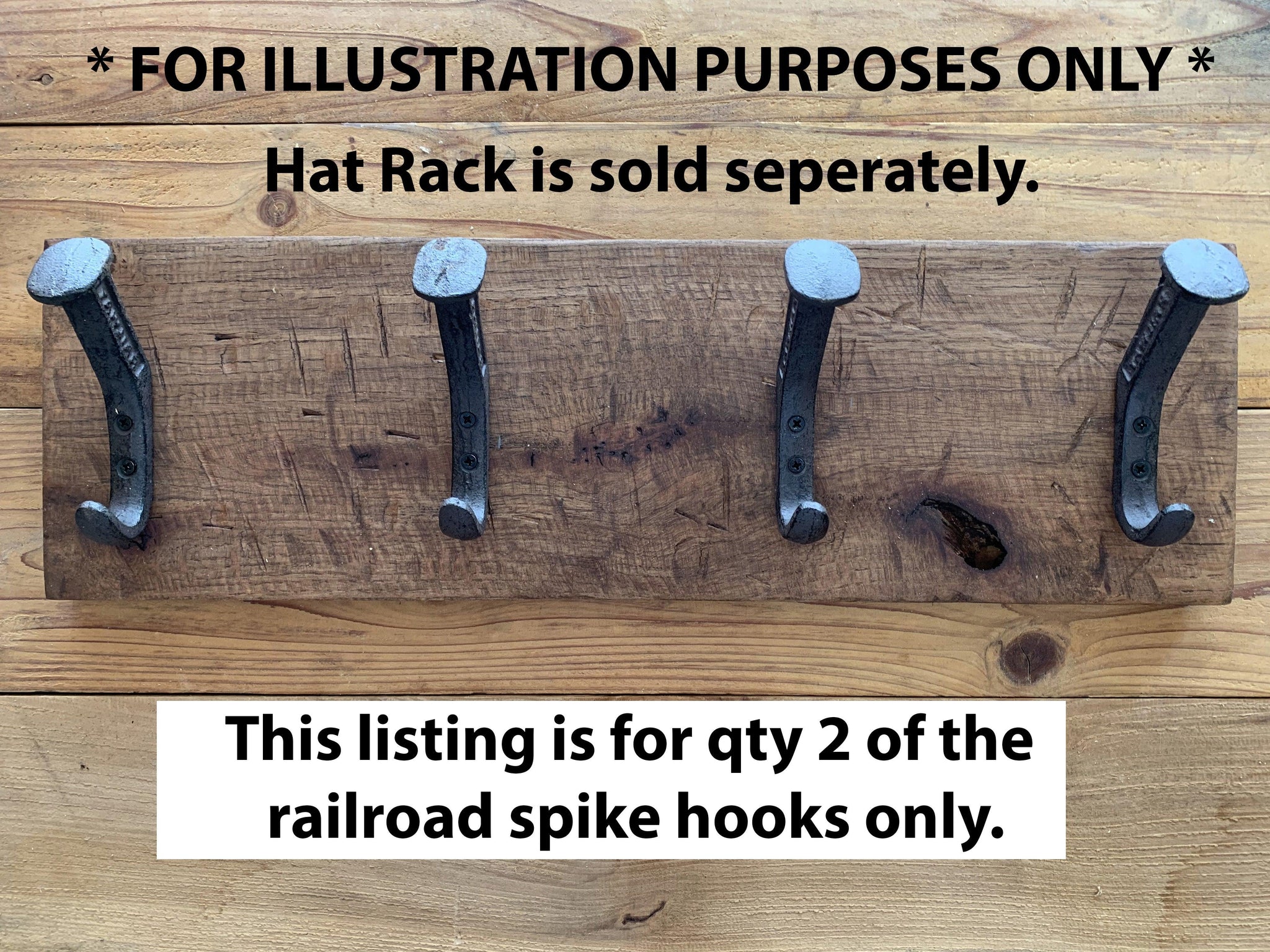 Railroad Spike Wall Hooks - qty 2 - Rustic Farmhouse Modern Iron ...